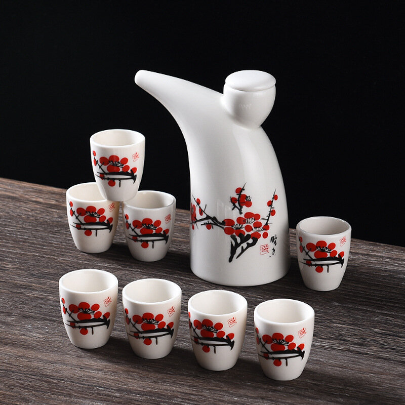 Горшок из рога керамический винный набор костюм один горшок восемь чашек белый винный сепаратор желтый бокал для вина