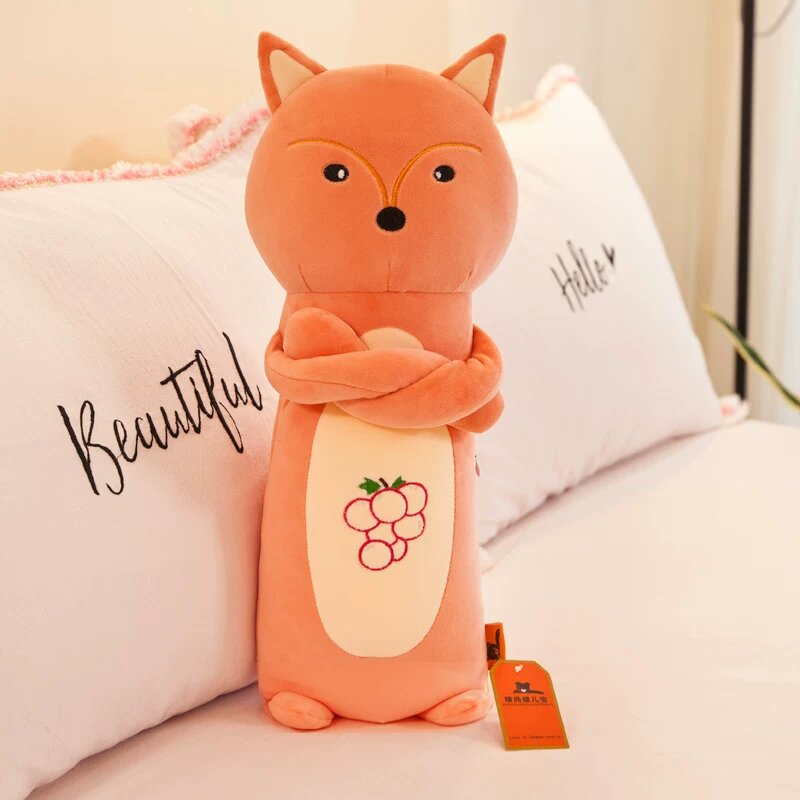 Плюшевая подушка-лиса 70 см для сна младенца, мягкая игрушка-обнимашка для детей, удобная длинная подушка для комфорта