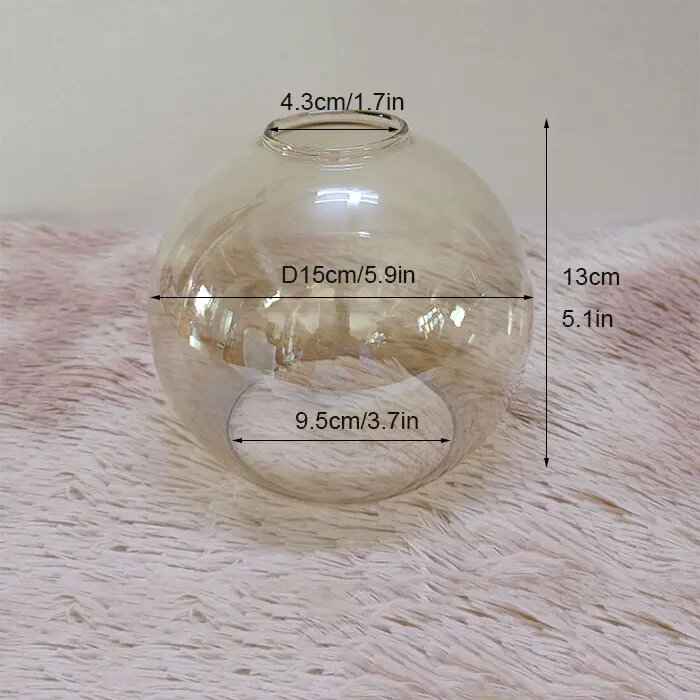 Стеклянный абажур для лампы E27 ganyise D15cm, Розовый