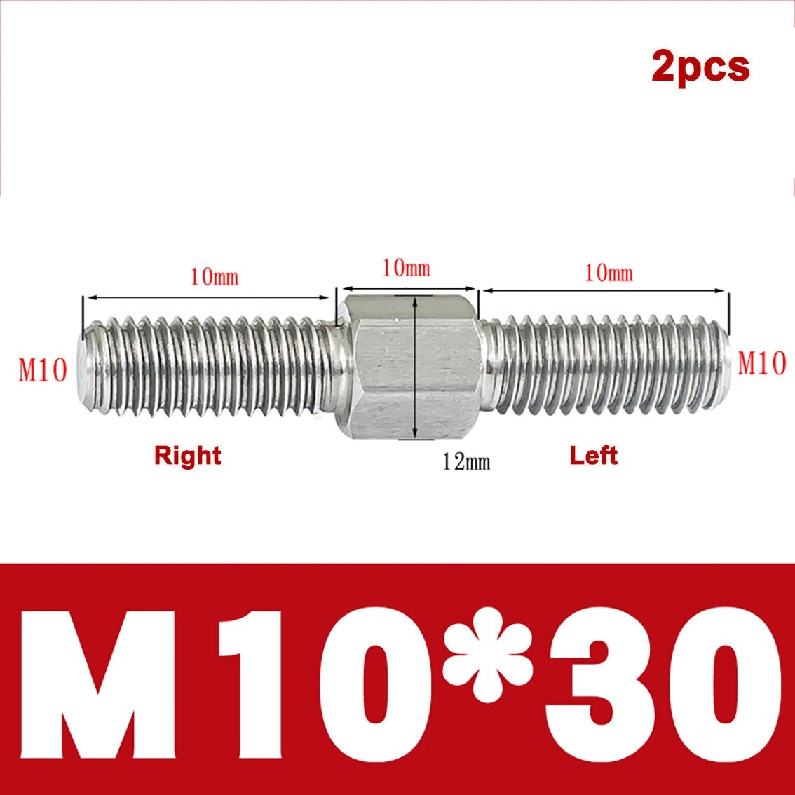 Болты-стержни GooBetter М10 нержавеющая сталь M10x30mm-2pcs