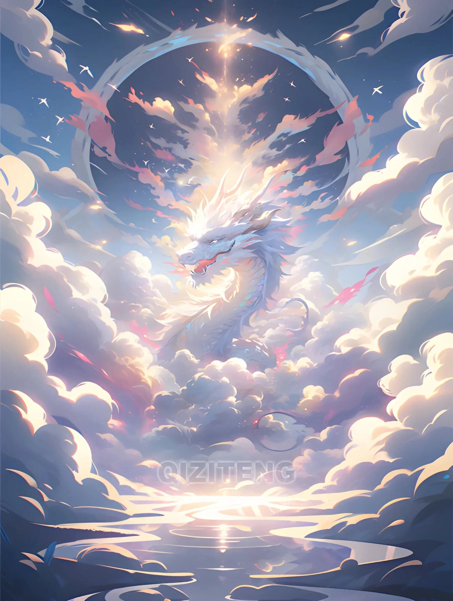 Алмазная живопись QIZITENG Китайский дракон 20x30cm AB Round, XP-3725