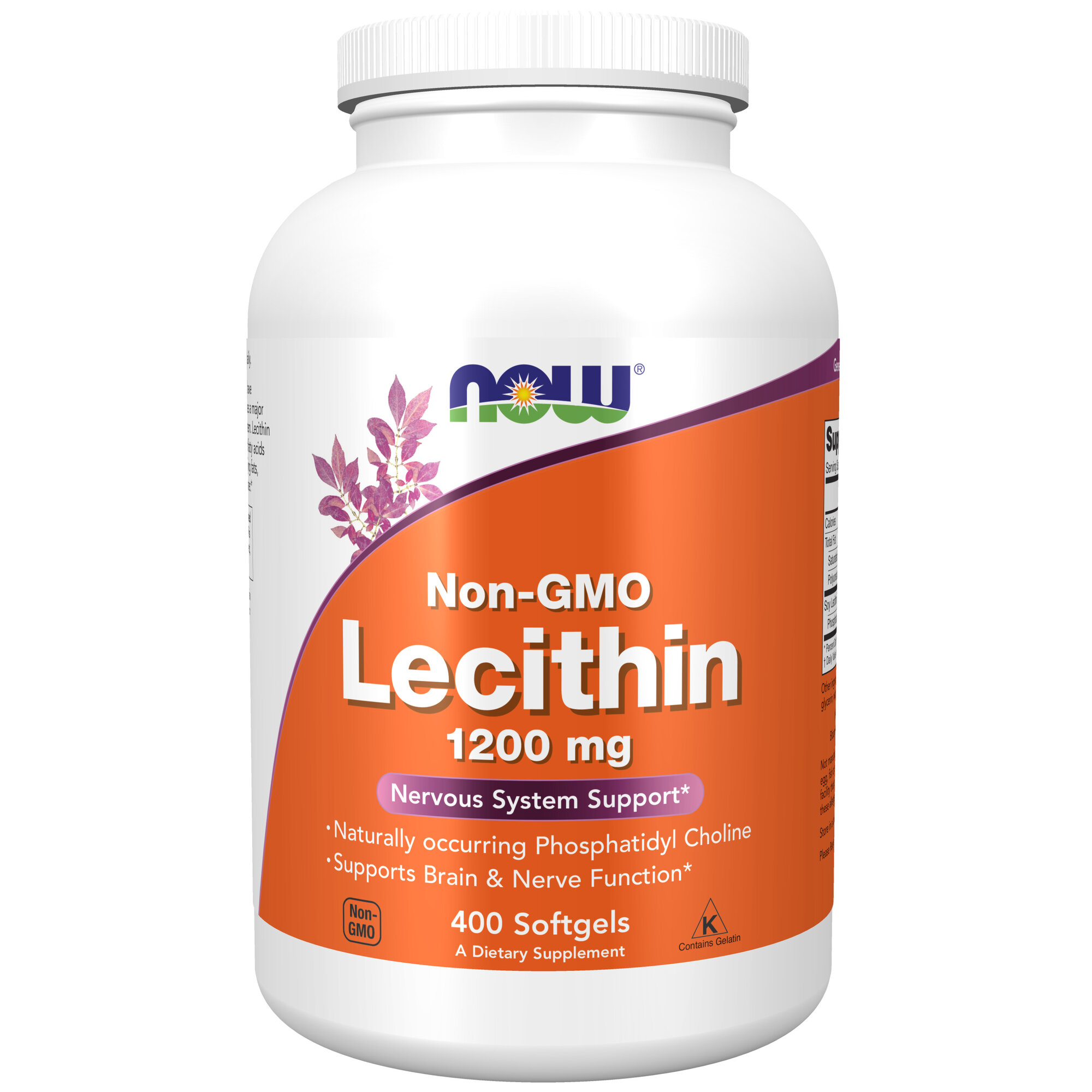 NOW Lecithin, Лецитин соевый, 1200мг, 400 капсул, Антиоксидант, натуральный фосфатидилхолин, для мозга и нервной системы