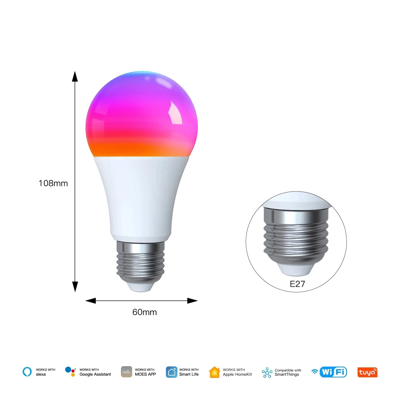 MOES Tuya Matter смарт-лампа RGB, 2 PCS