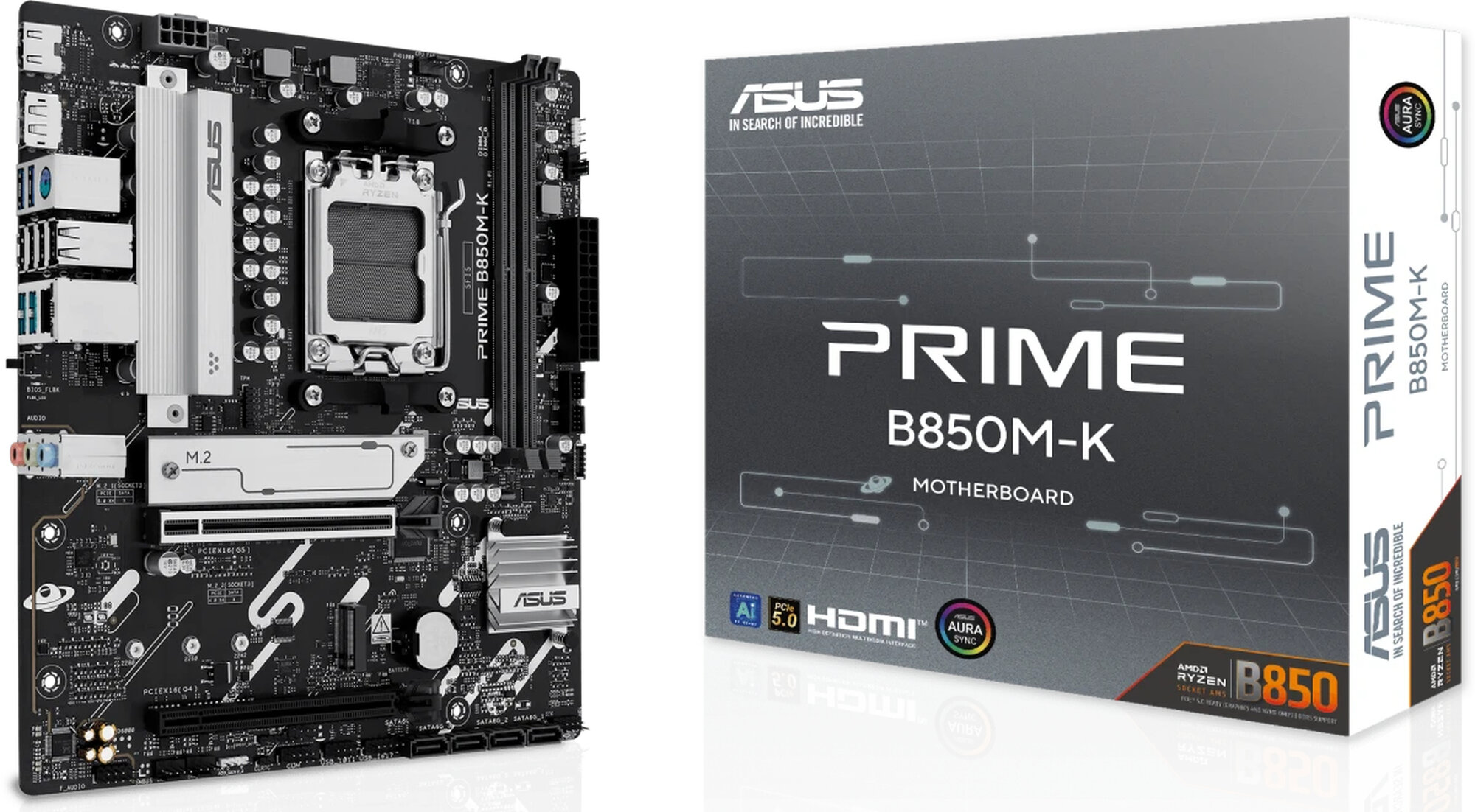 Материнская плата ASUS PRIME B850M-K, AM5/AMD B850/4xDDR5/2xPCI-Ex16/2xM.2/SB7.1/GLAN/DP/HDMI/mATX (90MB1LV0-M0EAY0)