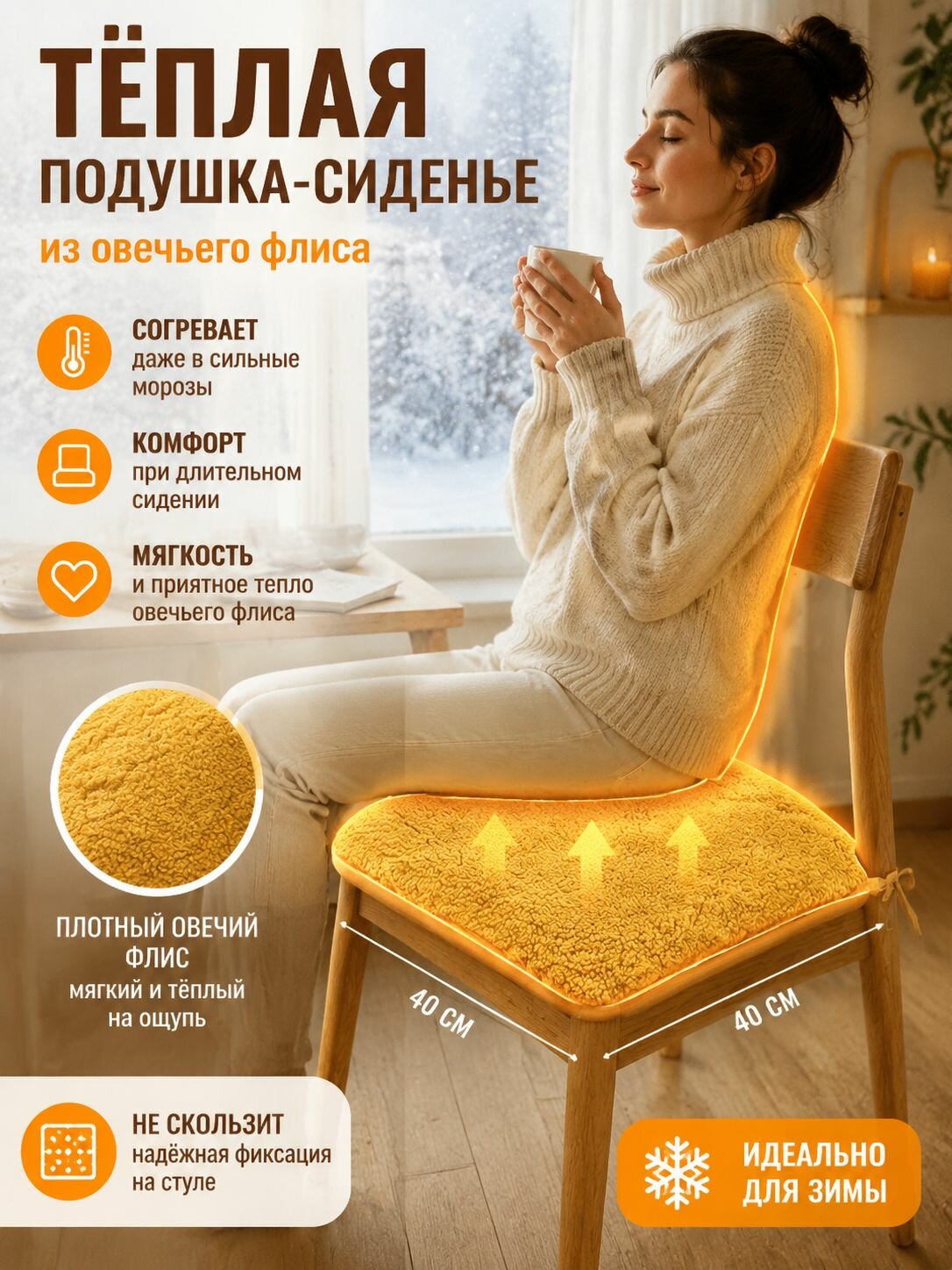 Подушка для стула 40x40 см
