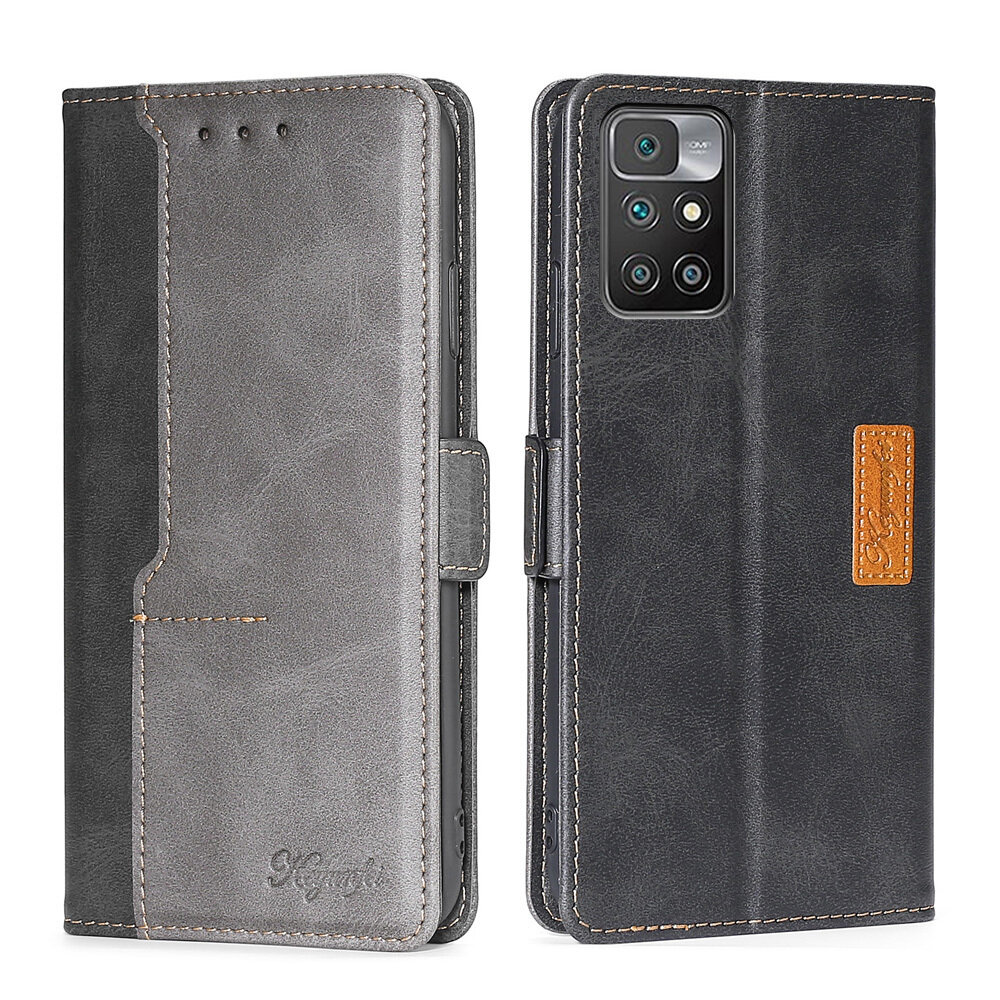 Чехол-книжка MyPads для Xiaomi Redmi 10 4G/Redmi 10 2022/Redmi 10 Prime 2022 / Сяоми Редми 10/Редми 10 2022, смешать два цвета (черный + серый)