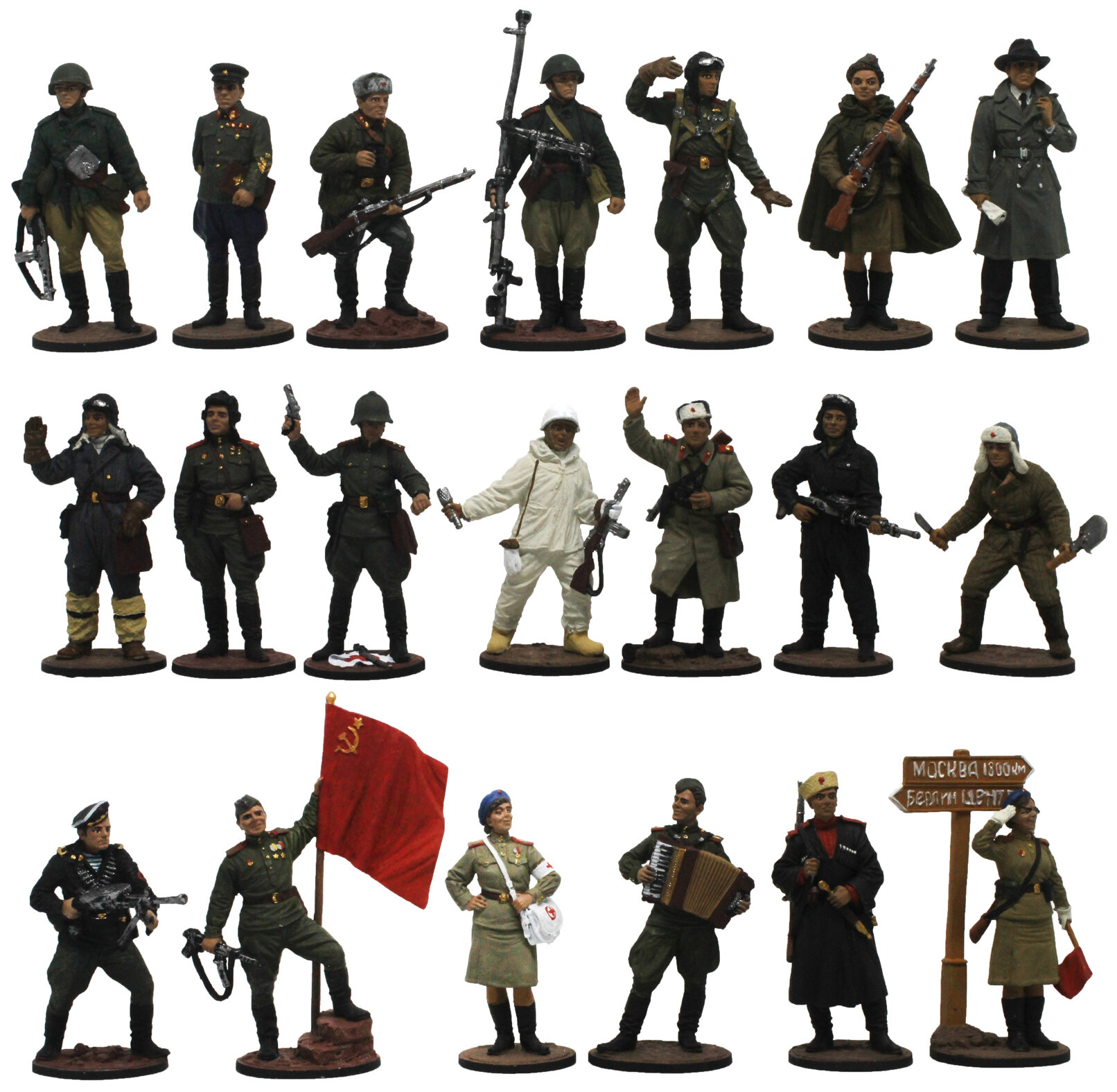 "Вторая мировая война, Красная Армия" №20-1ЕК (20 э) набор оловянных солдатиков сувенирный покрас в картонной коробке