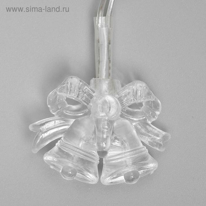 Гирлянда Нить 5 м с насадками Два колокольчика, IP20, прозрачная нить, 20 LED, свечение мульти (RG/RB), мигание, 220 В