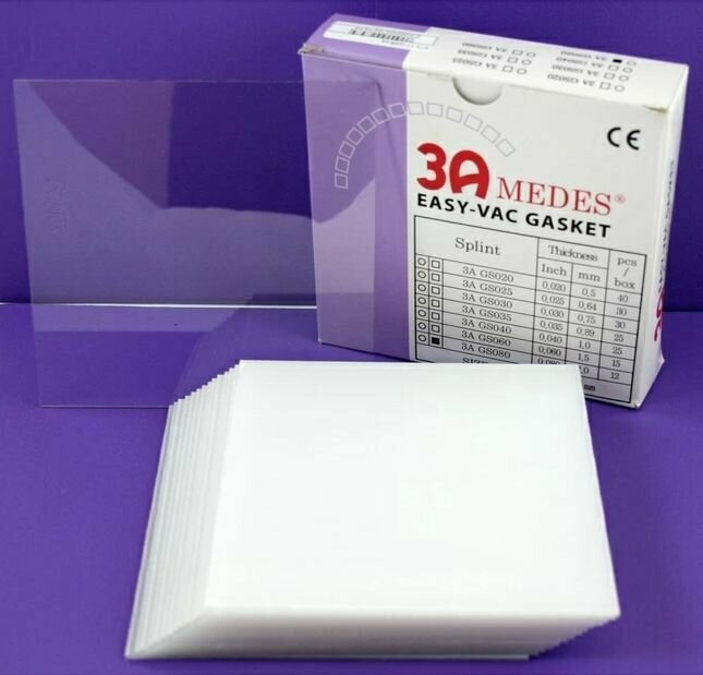 EV Gasket Splint 080 - пластины для изготовления ортодонтических шин, квадратные (127x127x2,0 мм), 12 шт.