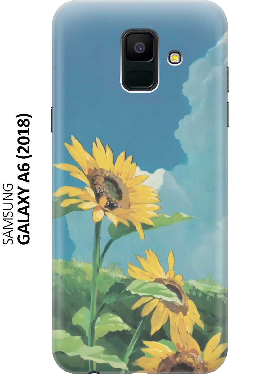 Силиконовый чехол Три подсолнуха в поле на Samsung Galaxy A6 (2018) / Самсунг А6 2018