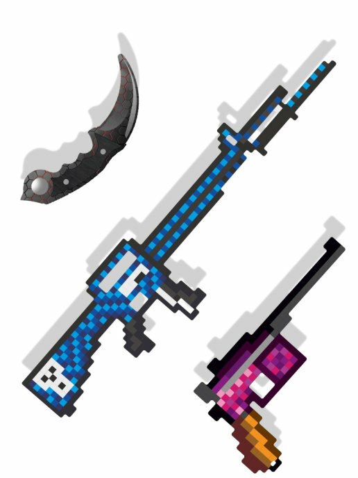 Игрушечное оружие Woodcarver «набор-5 М-16, Маузер и керамбит»