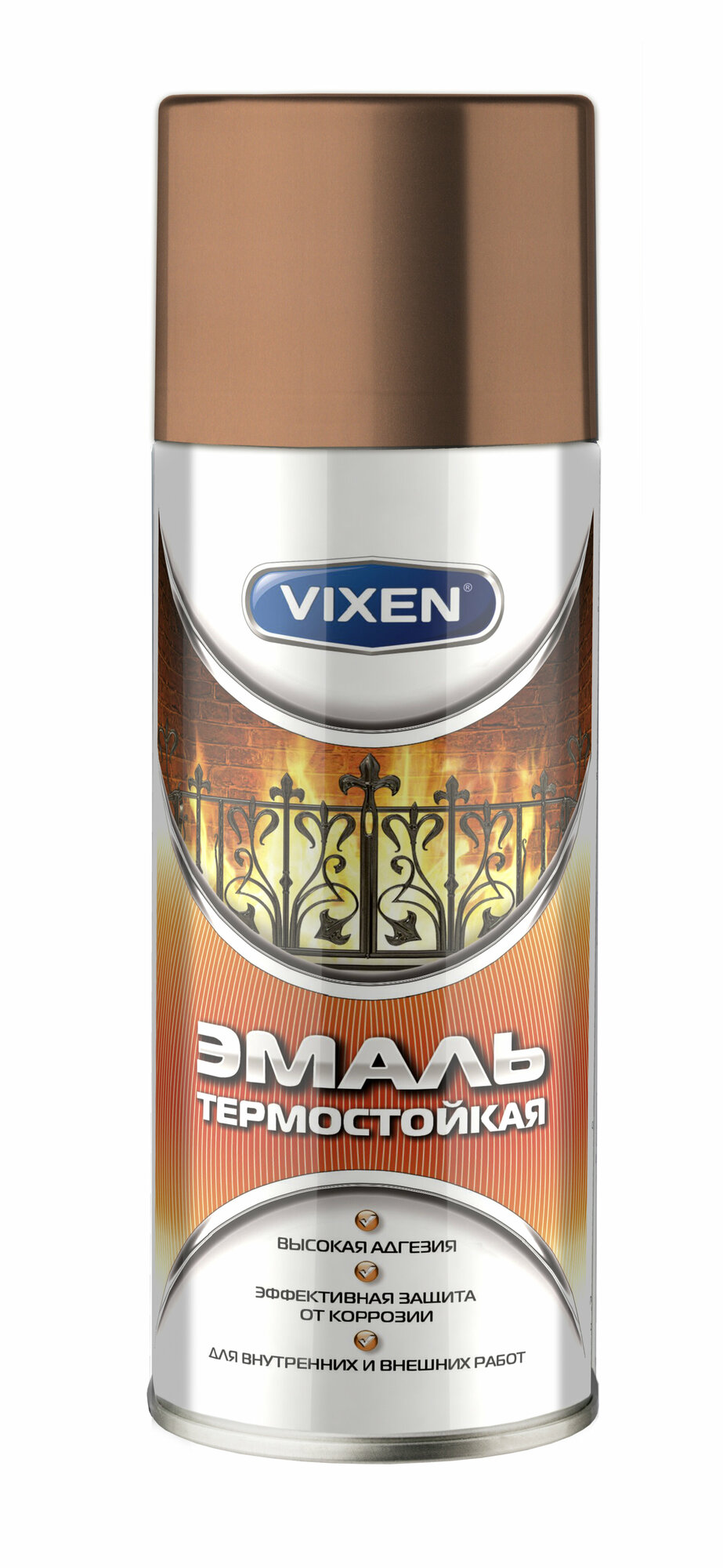 Эмаль термостойкая Vixen аэрозоль, медь VX-53009, 520мл