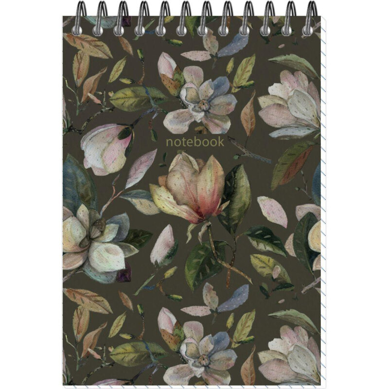 Блокнот Принты А6 60л, клетка, обл. мел. карт, спираль, Цветы Attache Selection 1596465