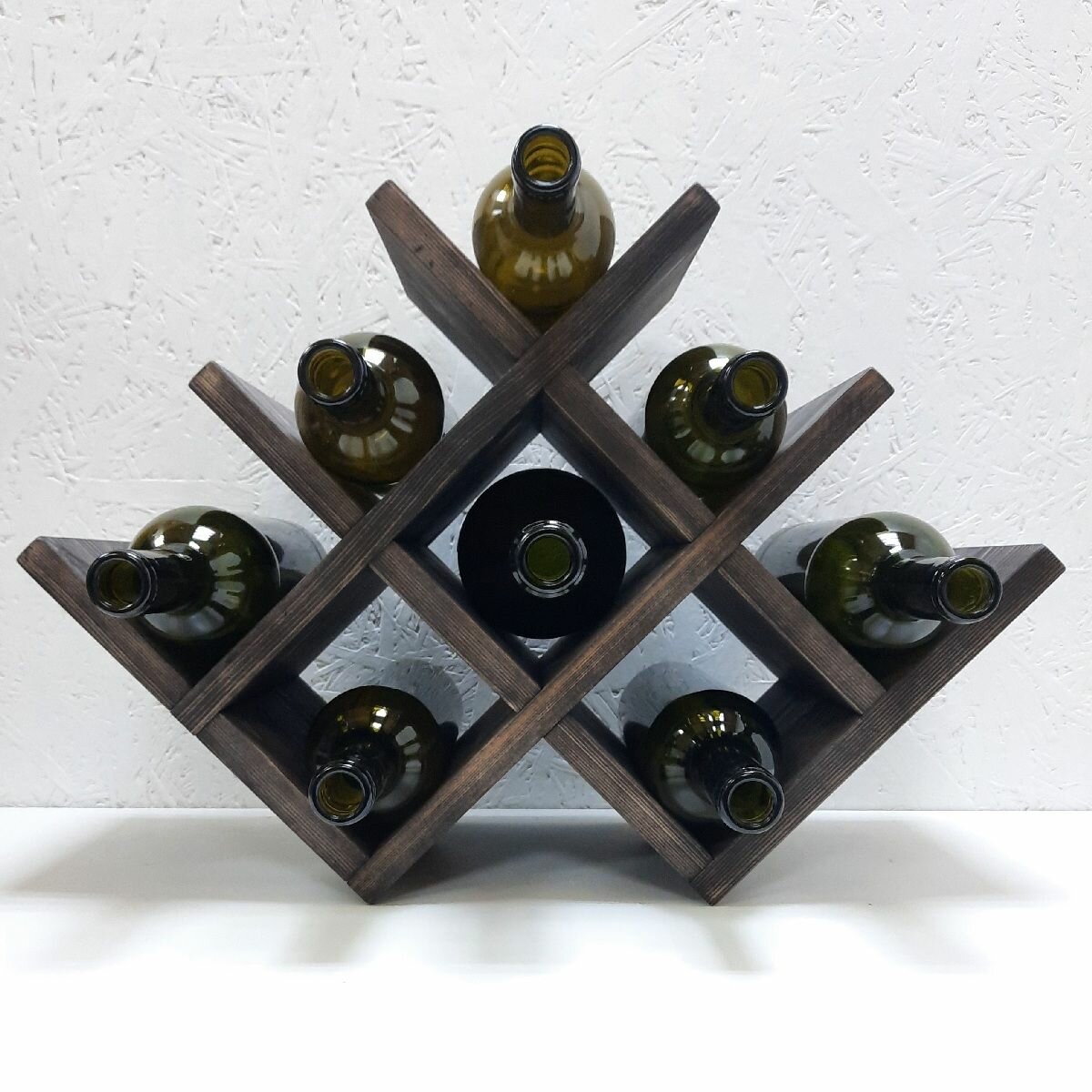 Полка для вина сота лайт на 8 бутылок из дерева. Венге. Винная подставка. Стойка для вина и шампанского.