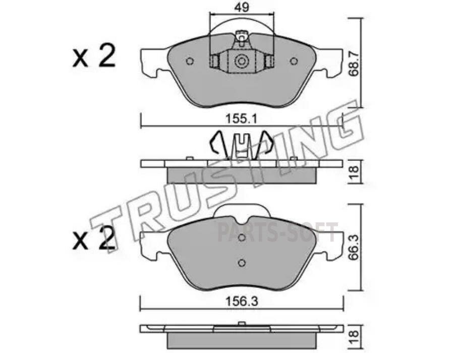 К-т дисков. тормоз. колодок Renault Megane II 2002- F Trusting арт. 3441