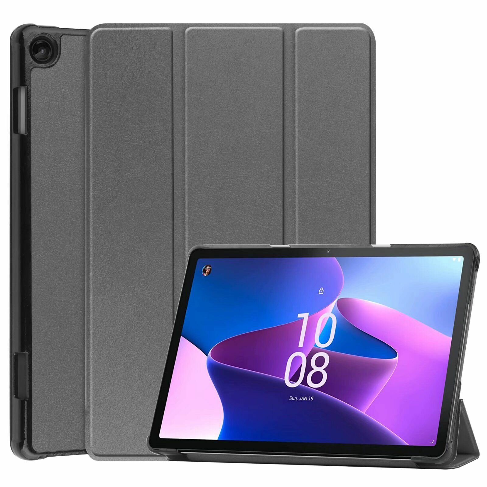 Чехол на Lenovo Tab M10 (3rd Gen) 10.1 дюйма, 2022 года, умный с магнитом, серый