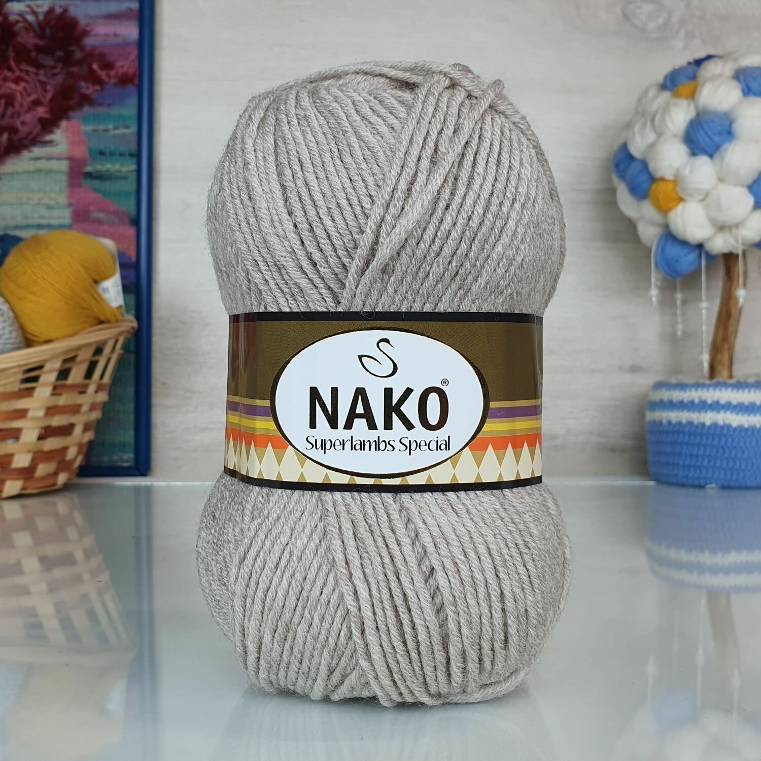 Пряжа NAKO Superlambs Special, светлый бежевый - 2167, 49% шерсть, 51% премиум акрил, 5 мотков, 100 г, 200 м.