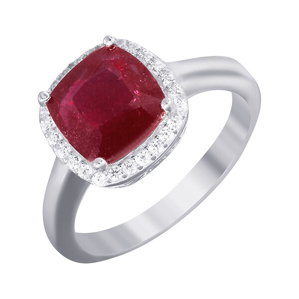 Перстень, серебро, 925 проба, родирование, рубин