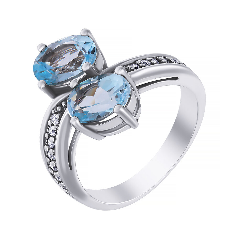 Кольцо ELEMENT47, серебро, 925 проба, топаз