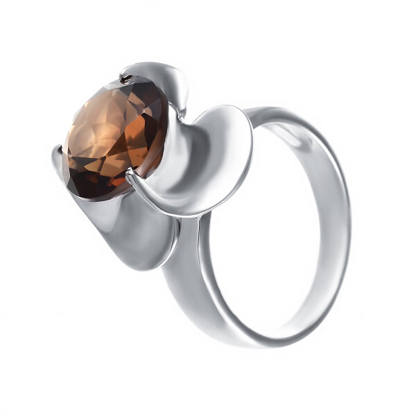 Кольцо, серебро, 925 проба, раухтопаз