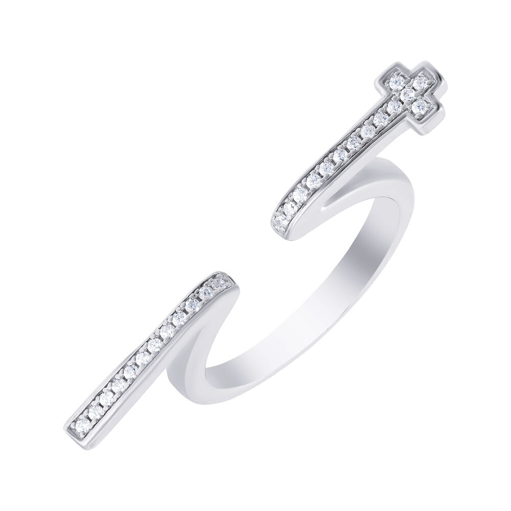 Кольцо, серебро, 925 проба, фианит