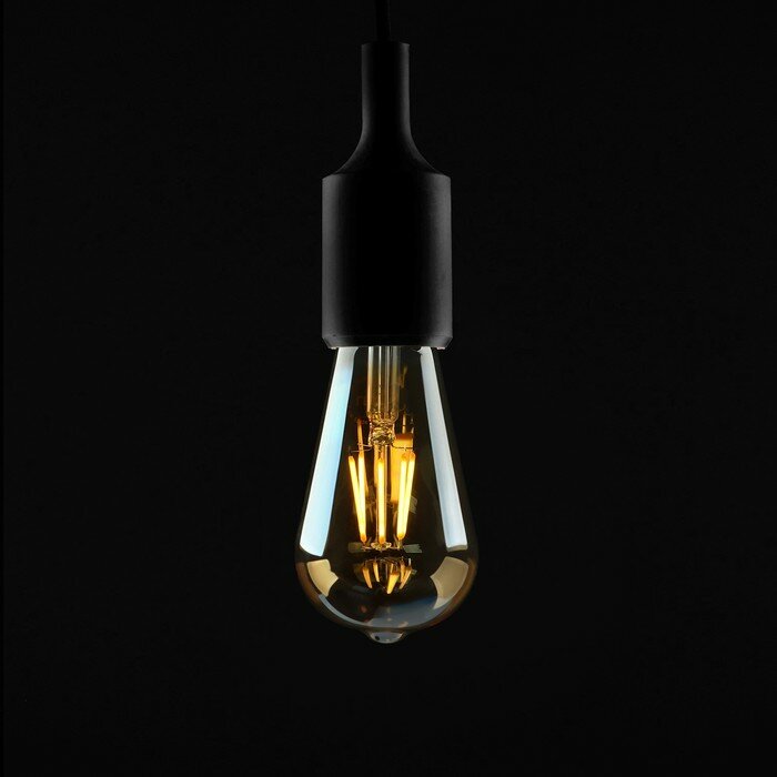 Лампа светодиодная «Ретро», ST64, 6 Вт, E27, 630 Лм, 2700К, свечение тёплое белое, жёлтая