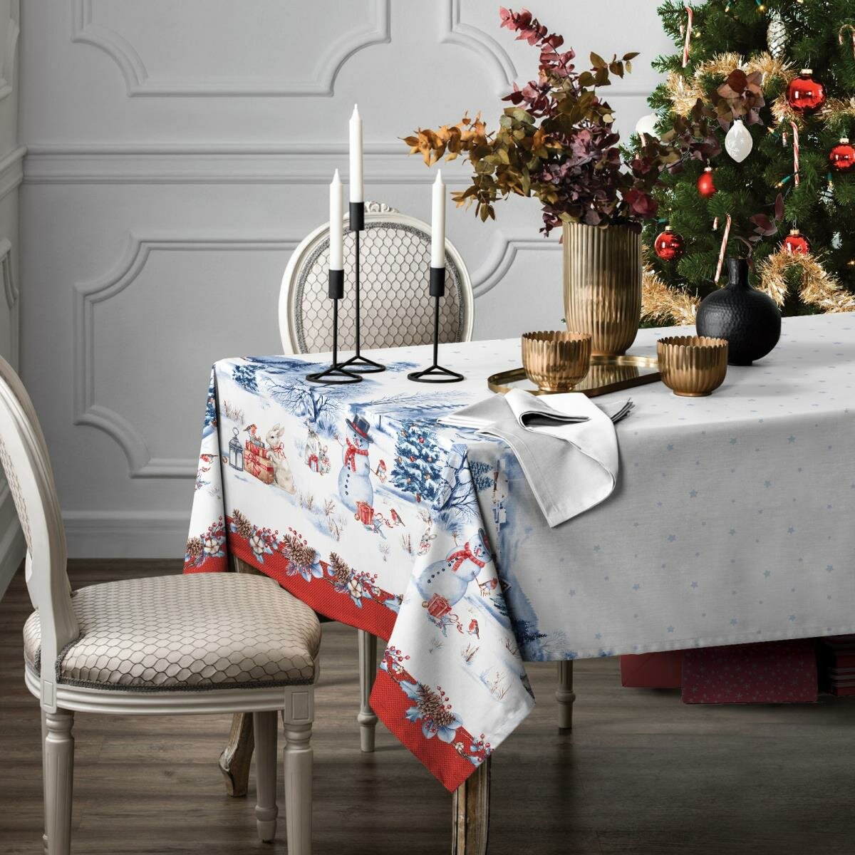 Скатерть 150*250 см, ткань рогожка, 100 % хлопок, (Праздник)