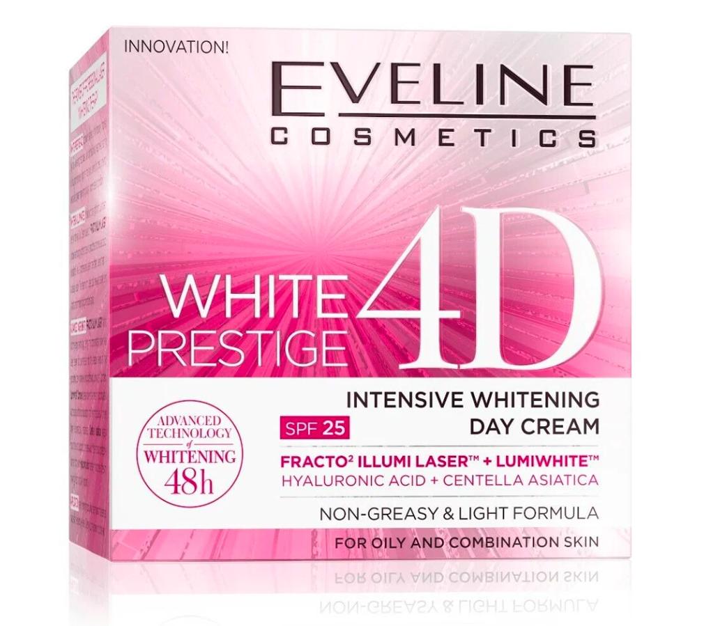 Дневной крем выравнивающий тон кожи spf25 для жирной и комбинированной кожи серии white prestige 4d,50мл