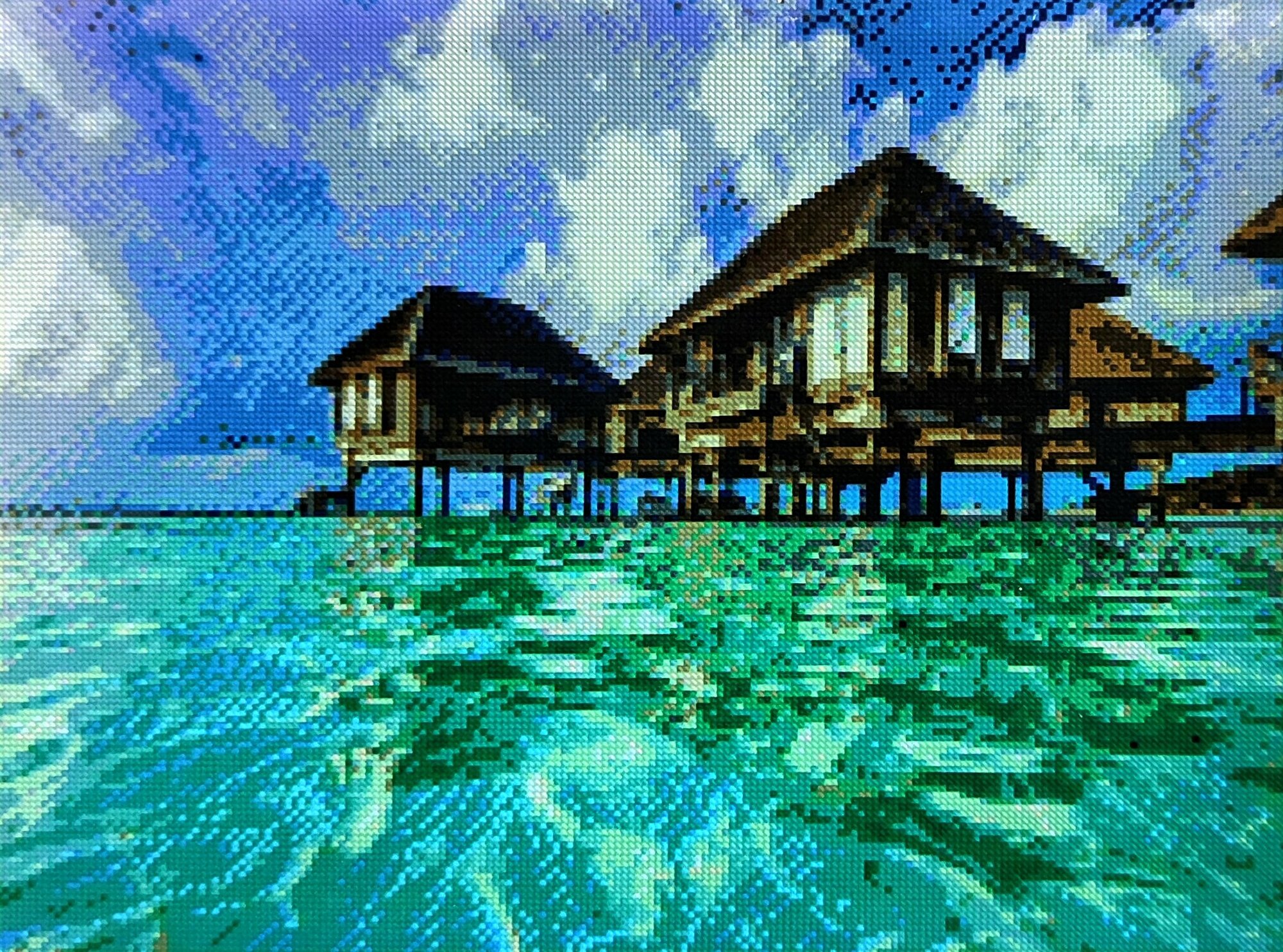 Алмазная мозаика "Пейзаж, озеро", квадратная форма страз, 40х50 см