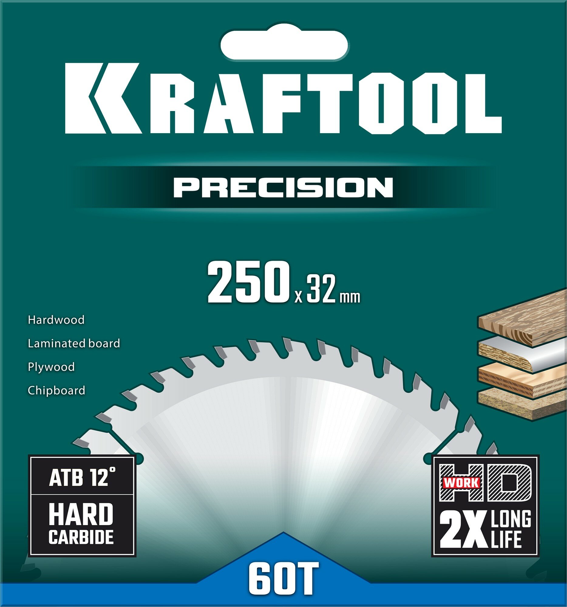 KRAFTOOL Precision, 250 х 32 мм, 60Т, пильный диск по дереву (36952-250-32)