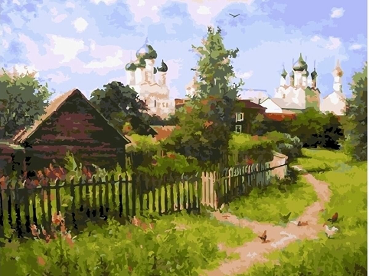 Картина по номерам 40*50 см на холсте "Два старинных храма"