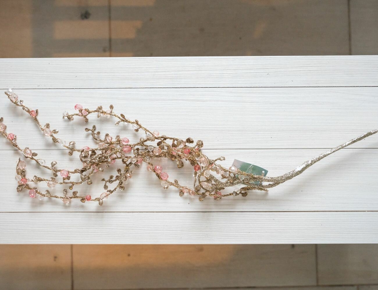 Декоративная ветка акрил, глиттер, розовая, 68 см, Kaemingk