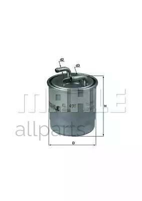MAHLE KL490D Фильтр топл. MERCEDES W204,211,212, 164 200-350 Cdi 2008=>