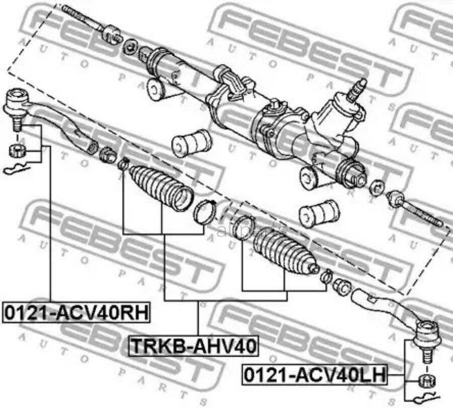 FEBEST TRKB-AHV40 пыльник рулевой рейки TOYOTA MARK X GRX13# 2009.10-2019.12 [JP]