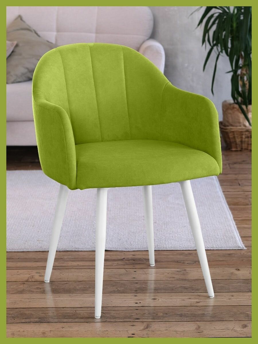 Стул для кухни и гостиной мягкий со спинкой салатовый велюр