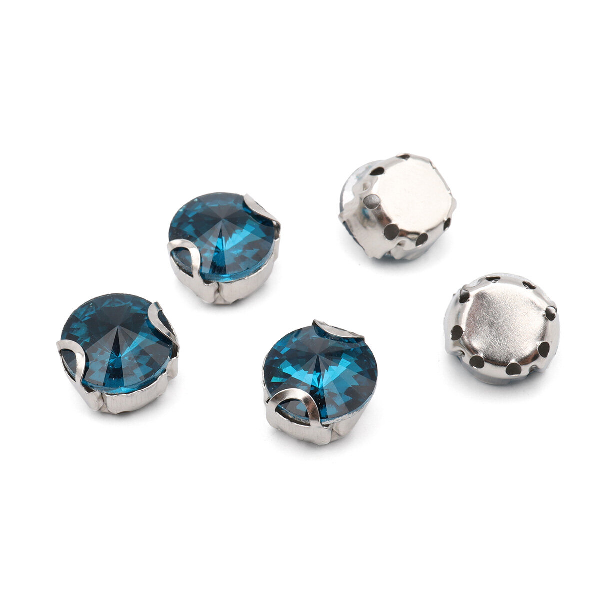 Хрустальные стразы в цапах круглые Astra&Craft, лазурный, 10 мм, 5 шт