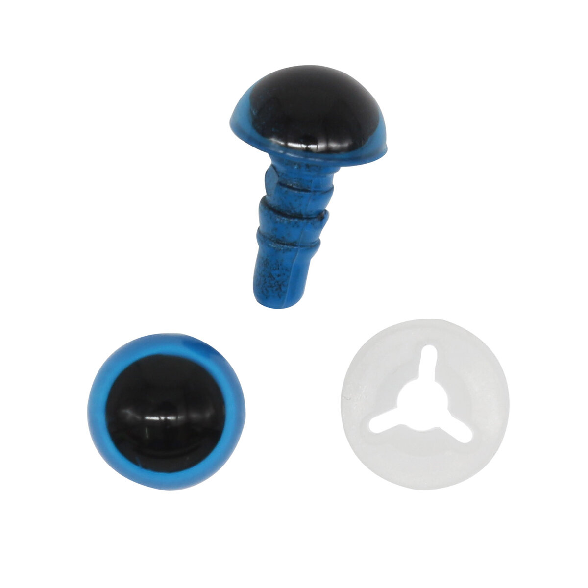 Глазки для игрушек и кукол голубые 8 мм, 24 шт, пластиковые, с фиксаторами, Айрис