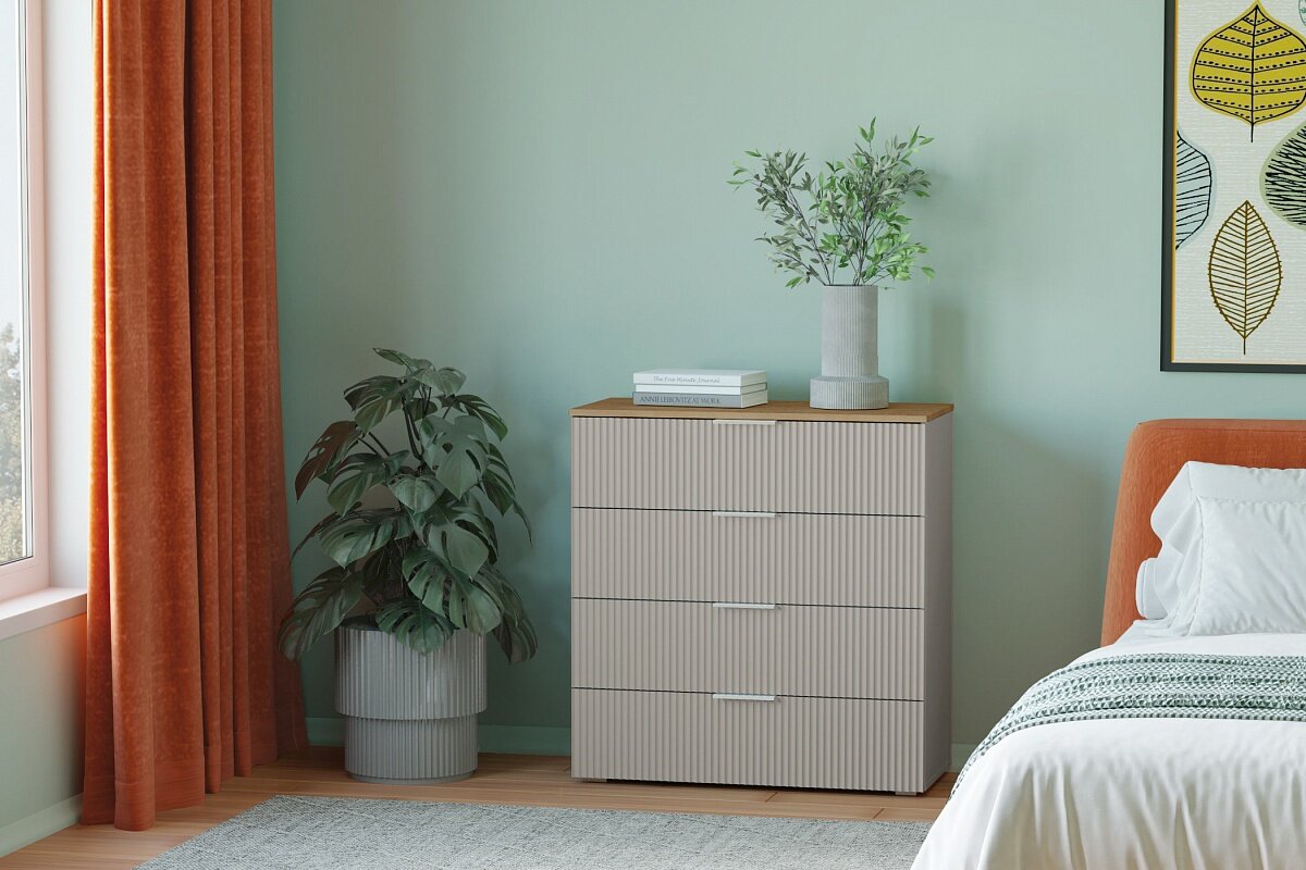 Комод МебельЛэнд24 Салерно 4 Кашемир 91x42x96 бежевый с 4 ящиками