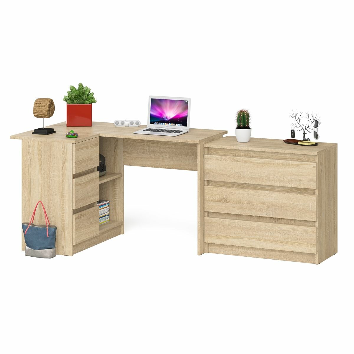 Угловой компьютерный стол для дома 205см дуб сонома Спасибо-Мебель