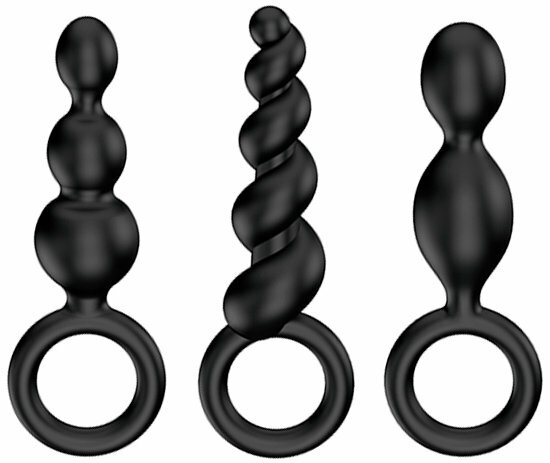 Набор чёрных анальных стимуляторов Satisfyer Plugs