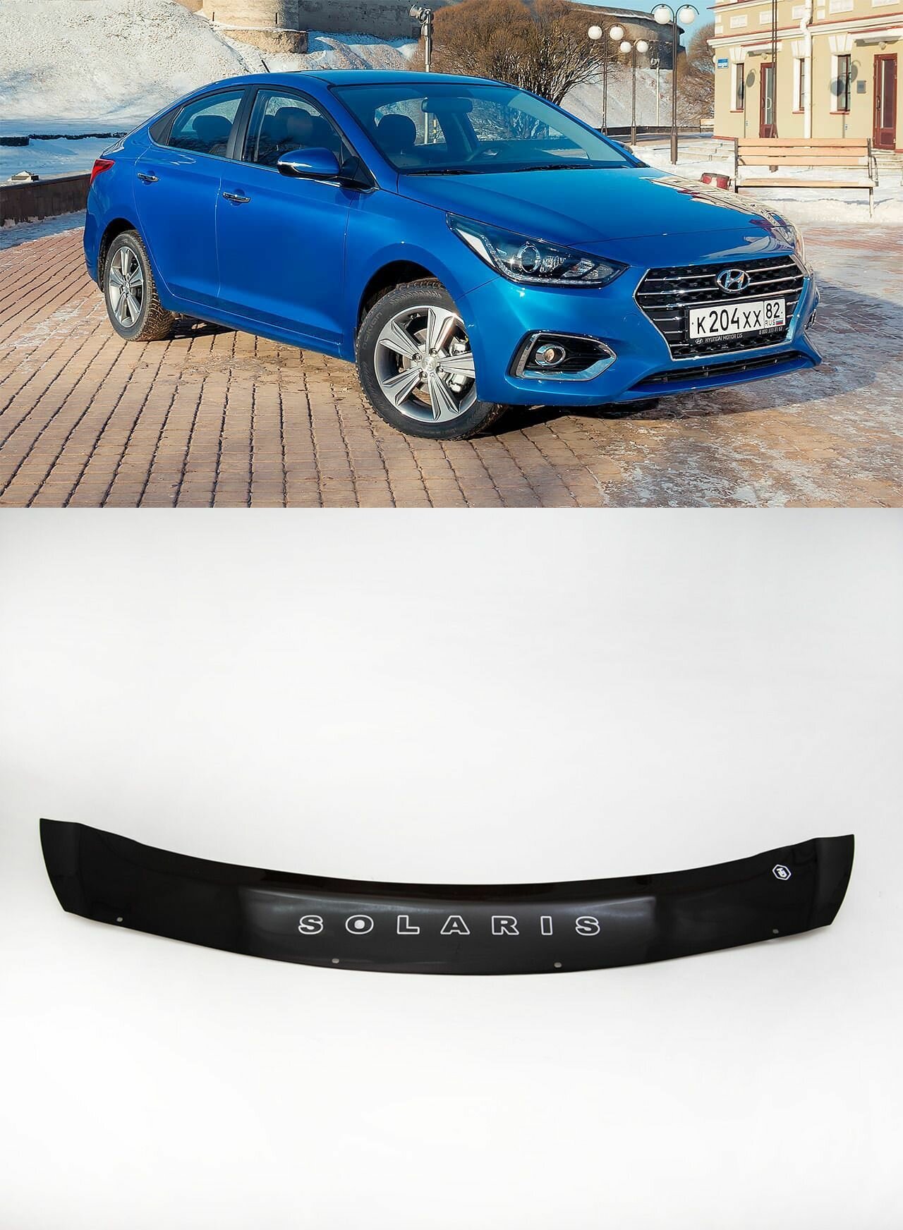 Дефлектор капота HYUNDAI Solaris 2017- (Евро)