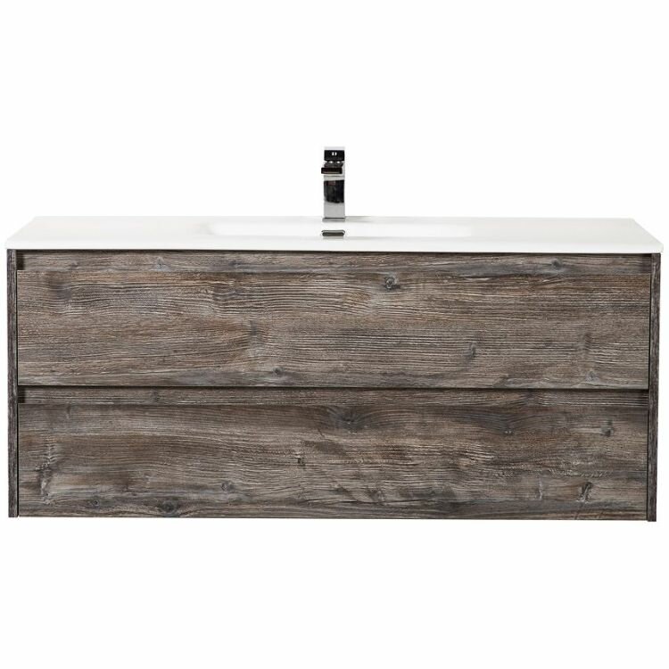 База под раковину подвесная BelBagno KRAFT с фрезерованными ручками по всей длине фасада с двумя выкатными ящиками Pino Pasadena 1200x460x500 KRAFT-1200-2C-