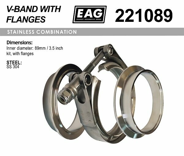 Хомут V-Band 89мм 3.5' к-т (с фланцами SS304) EAG 221089