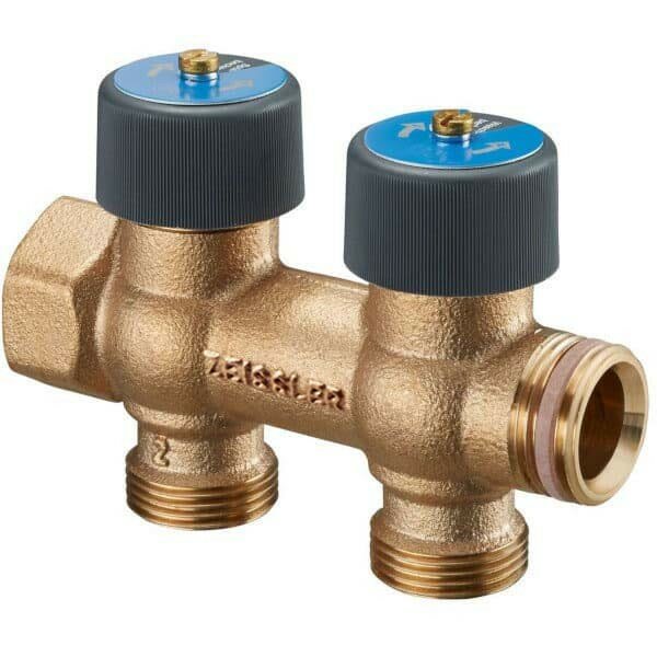 Коллектор регулирующий Zeissler- 3/4"(НР/ВР) на 2 контура 3/4" (EK)