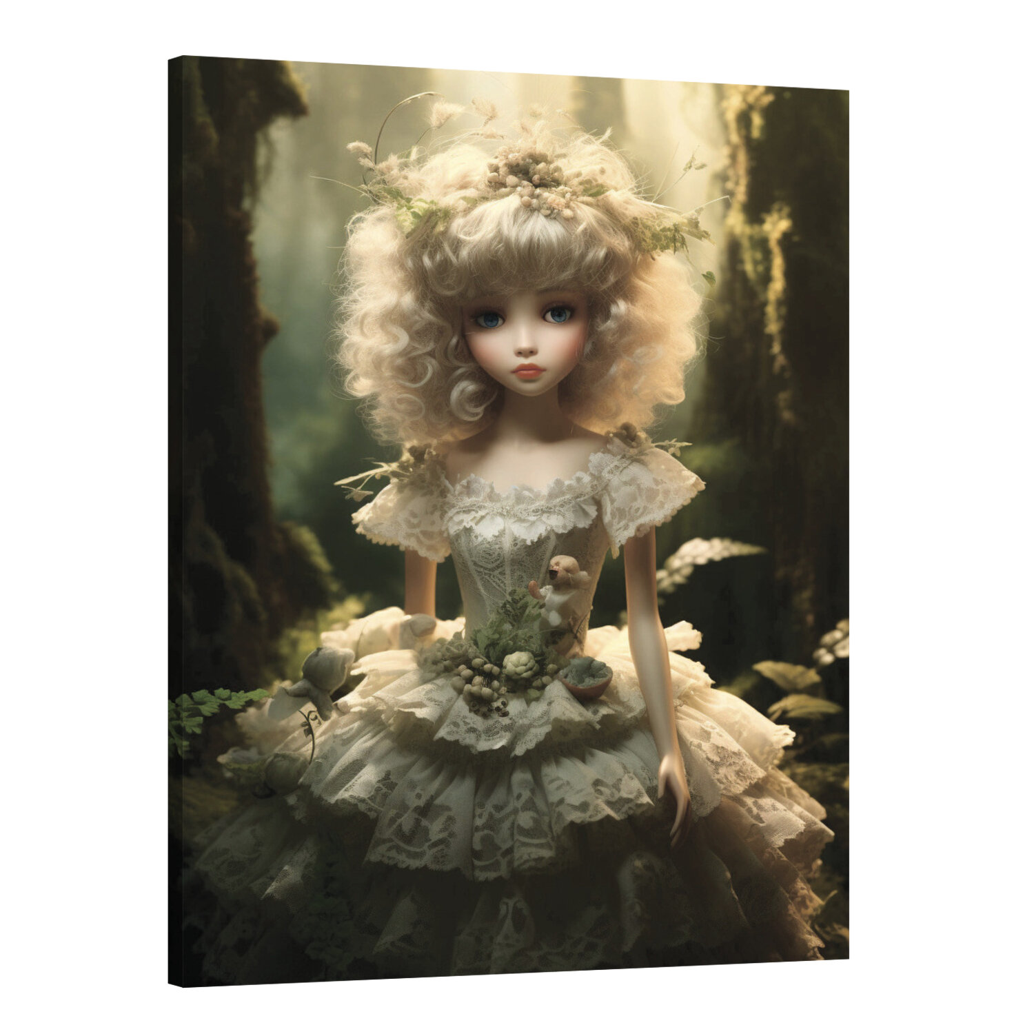 Интерьерная картина 50х70 "Кукла в волшебном лесу"