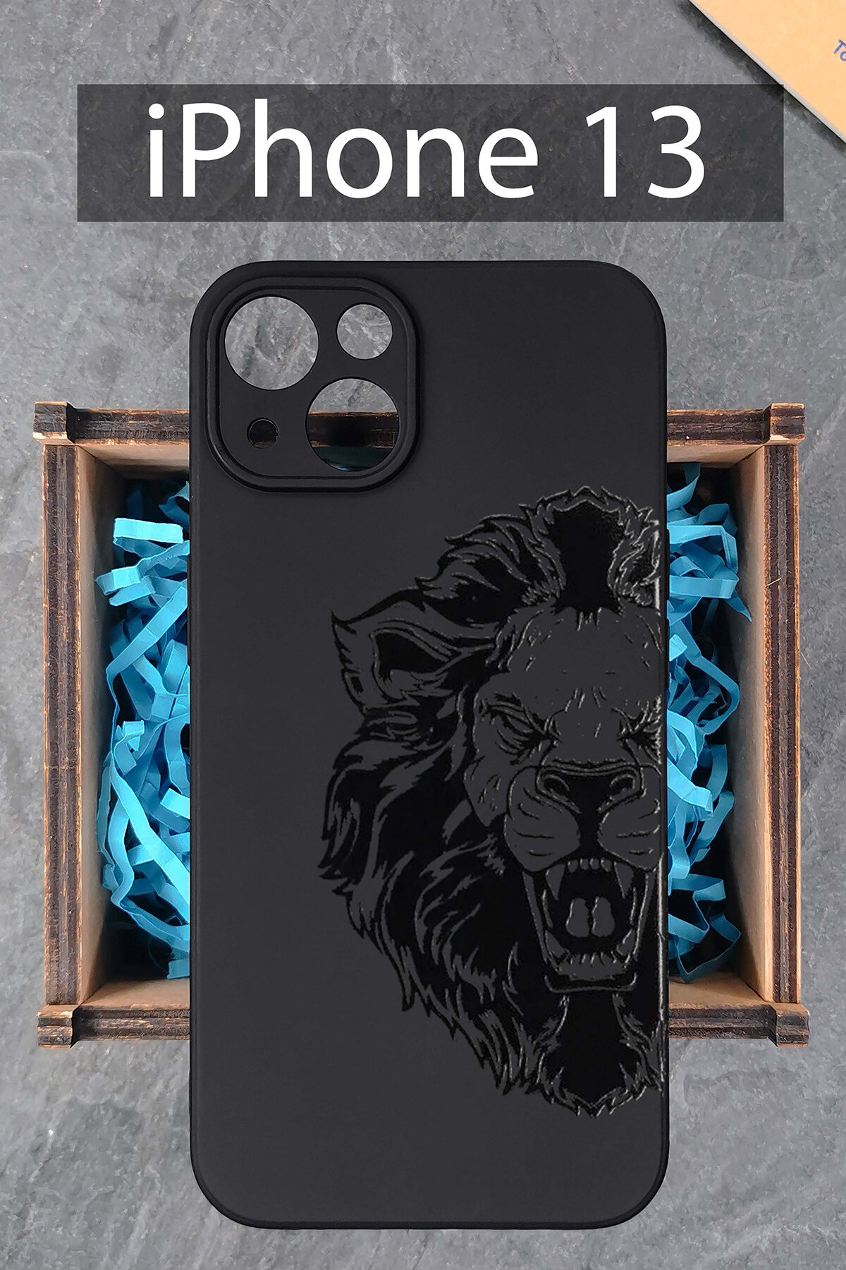 Силиконовый чехол с принтом Лев для Apple iPhone 13 / Айфон 13