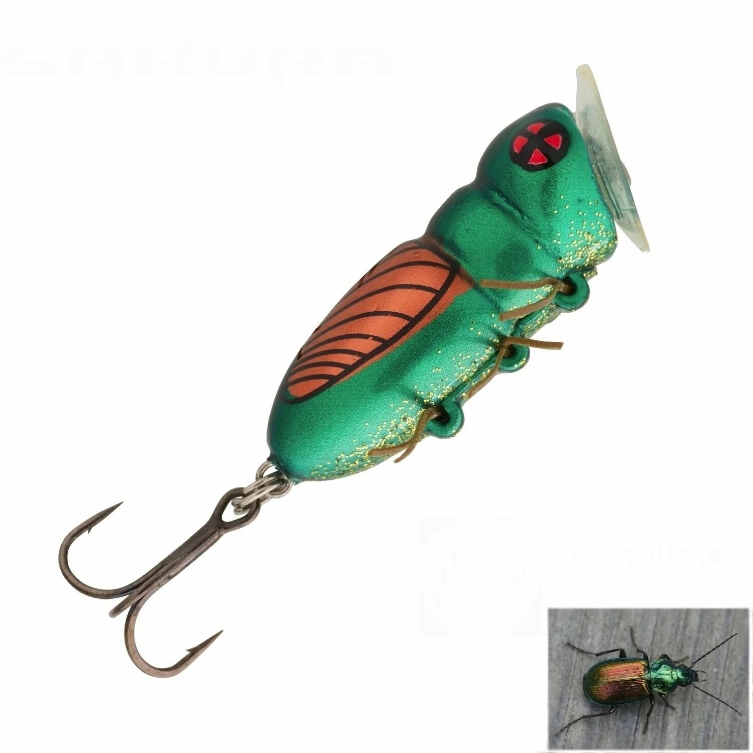 Воблер (Жук) Sakura Gemibug 30мм/2гр - цвет GRB (на голавля, жереха, язя, окуня)