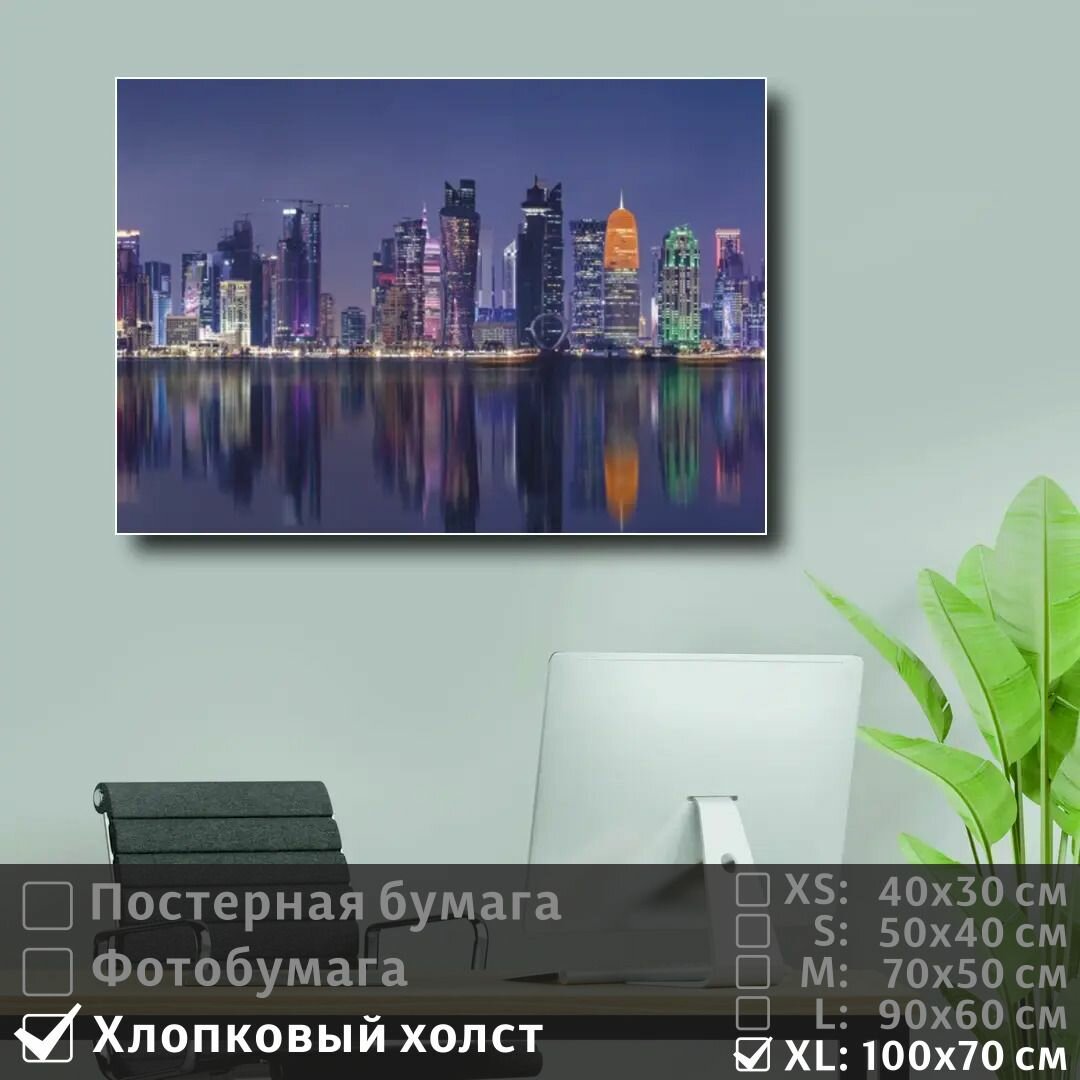 Постер на холсте Неповторимая Романтика Ночного Города 100х70 см ПолиЦентр