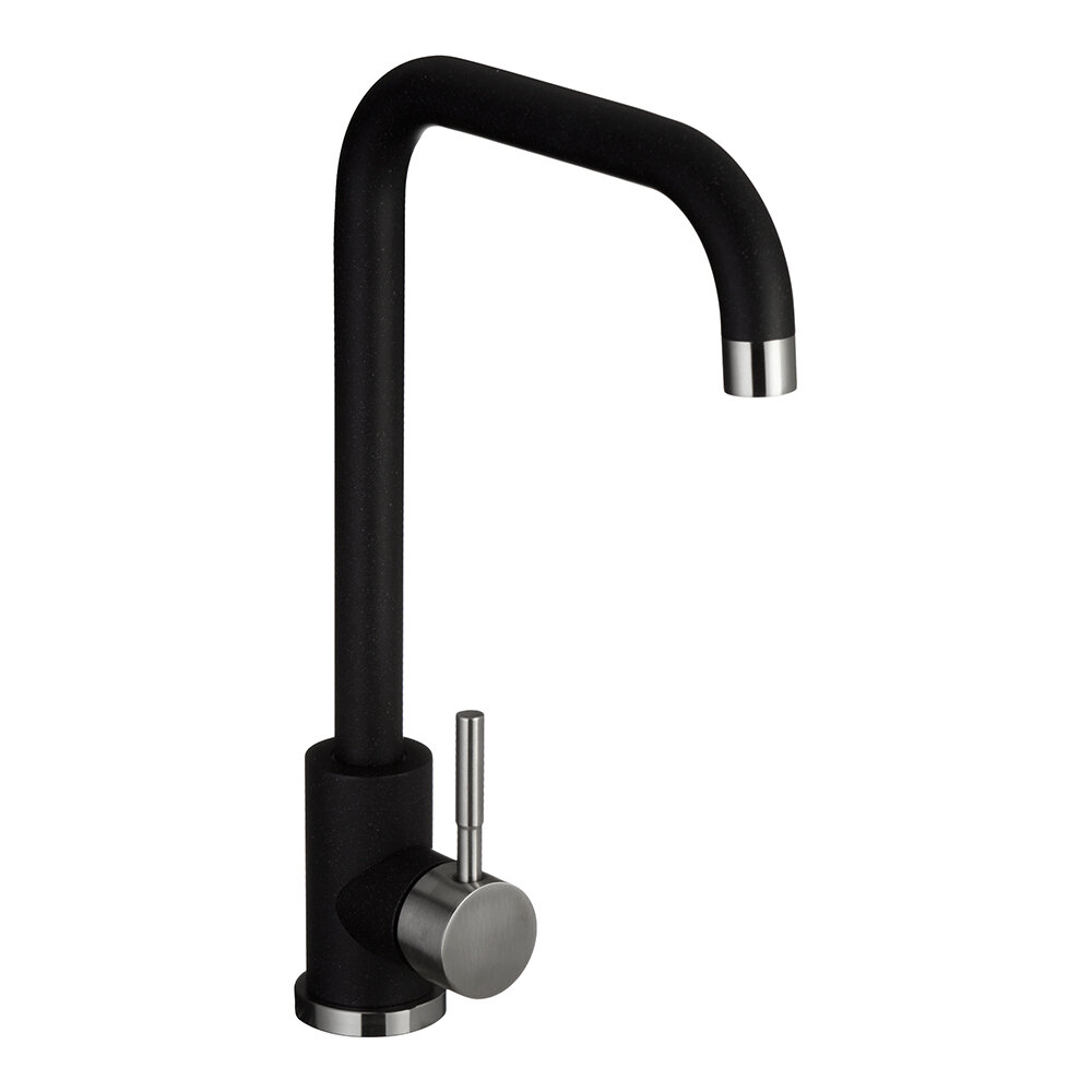 Смеситель для кухни Granula Standart черный с высоким изливом однорычажный (ST-4033, чёрный)