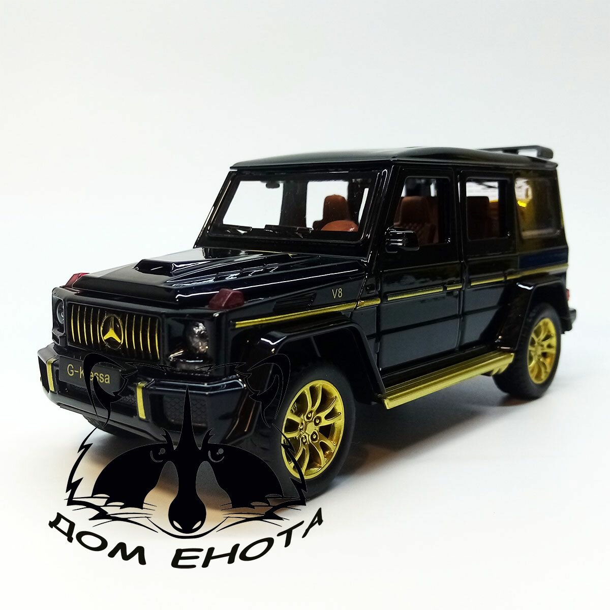 Машинка Mercedes G-class. Металлическая модель автомобиля Мерседес Гелик черный 16см. Инерционная игрушка машина 1:32